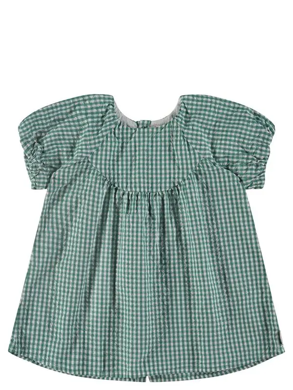 STAINS AND STORIES BY BABYFACE Gingham Puff Sleeve Dress - Emerald
