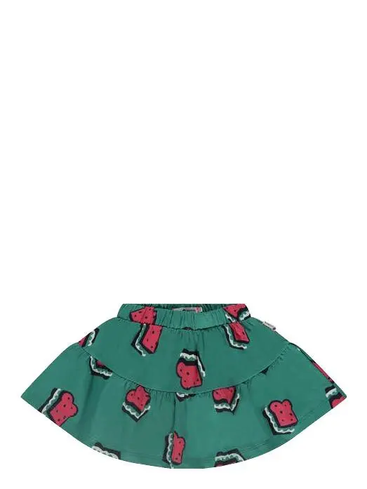 STAINS AND STORIES BY BABYFACE Allover Sandwich Print Tiered Skirt - Emerald