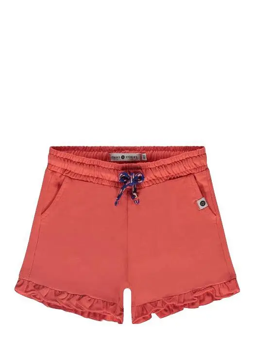 STAINS AND STORIES BY BABYFACE Ruffled Hem Shorts - Grapefruit
