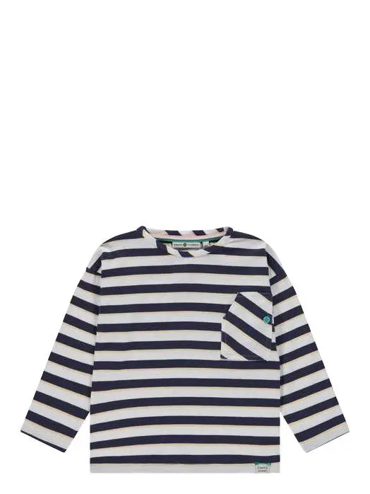 STAINS AND STORIES BY BABYFACE Sailor Stripe Shirt With Accent Pocket - Cloud