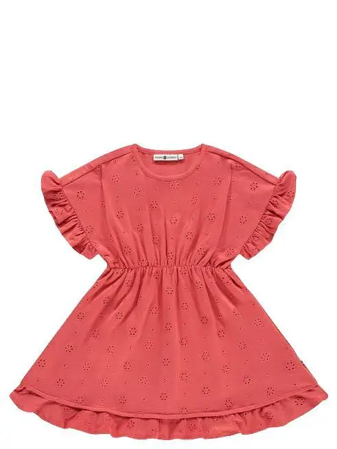 STAINS AND STORIES BY BABYFACE Eyelet Short Sleeve Dress - Scarlet