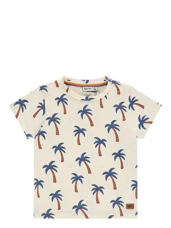 BABYFACE Animated Allover Short Sleeve T-shirt - Palmtree In Bone