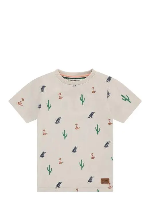 STAINS AND STORIES BY BABYFACE Allover Print Short Sleeve T-shirt - Desert In Bone