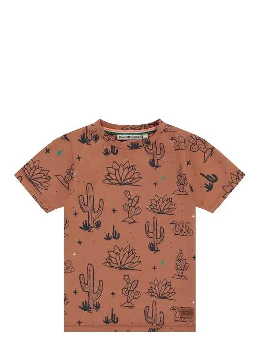 STAINS AND STORIES BY BABYFACE Allover Print Short Sleeve T-shirt - Desert In Canyon