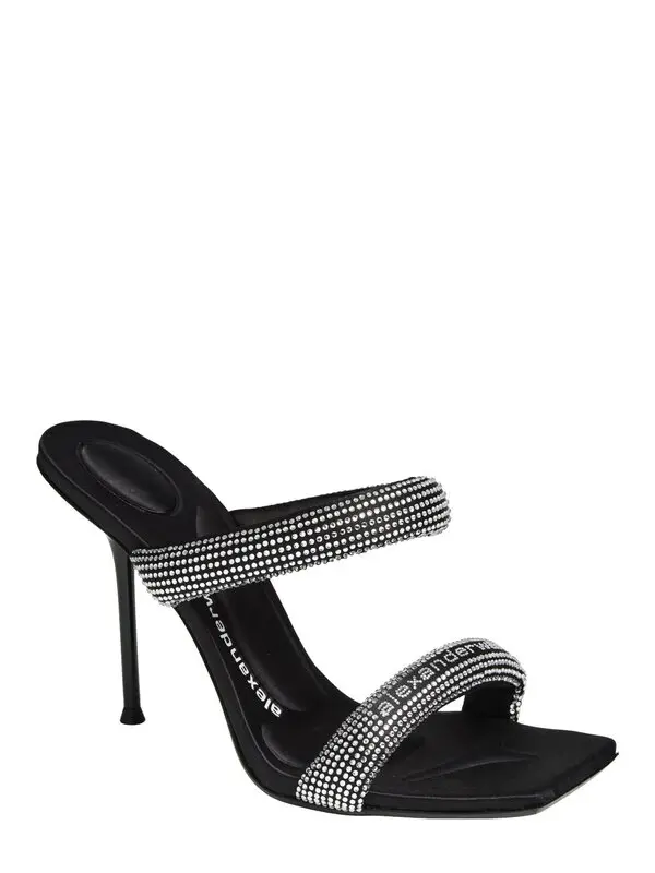 Alexander Wang Julie Tubular Crystal Embellished Slide Sandal - Black/silver
