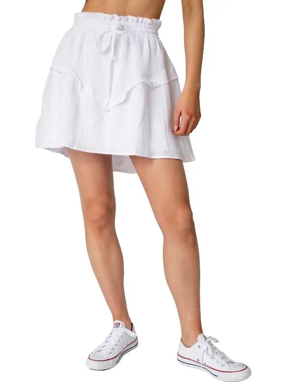 GIBSONLOOK Ruffle Cotton Gauze Drawstring Skirt - White