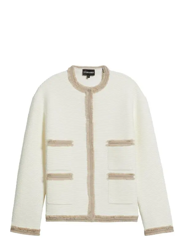 Emporio Armani Fray Trim Rib Blazer - White