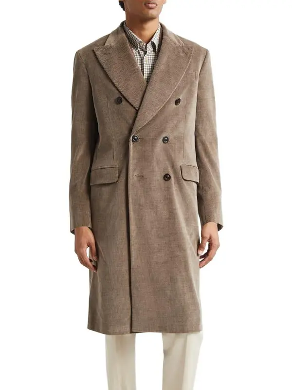 Boglioli Double-breasted Corduroy Coat - Sand