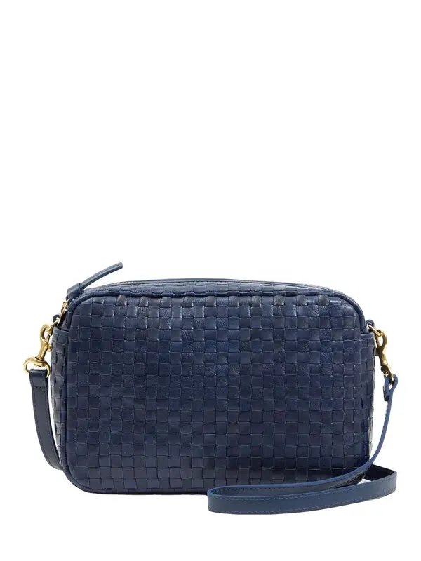 Clare V. Marisol Woven Leather Crossbody Bag - Bleu Marine Woven Checker