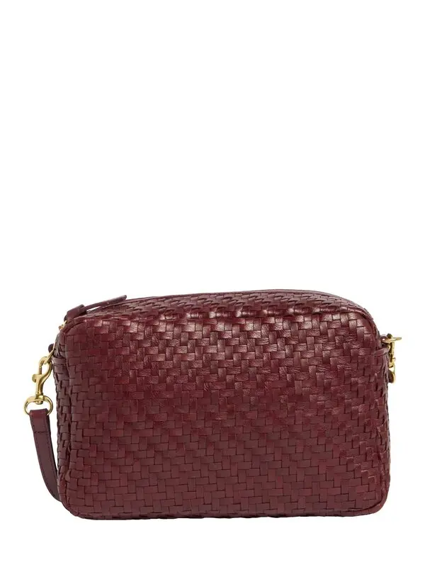 Clare V. Marisol Woven Leather Crossbody Bag - Cassis