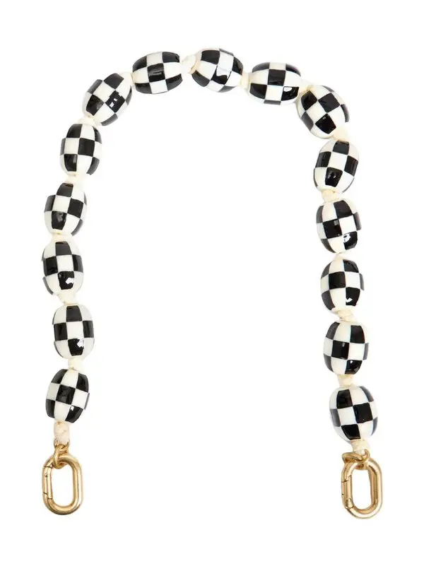 Clare V. Shortie Strap - Cream/black Checker