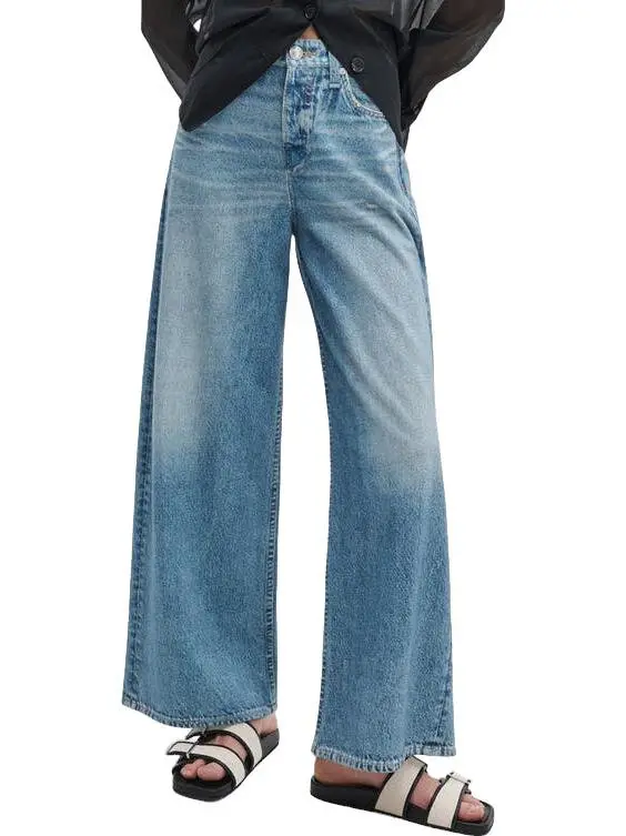 Rag & Bone Rb Miramar Sofie High Waist Ankle Wide Leg Terry Sweatpant Jeans - Minetta