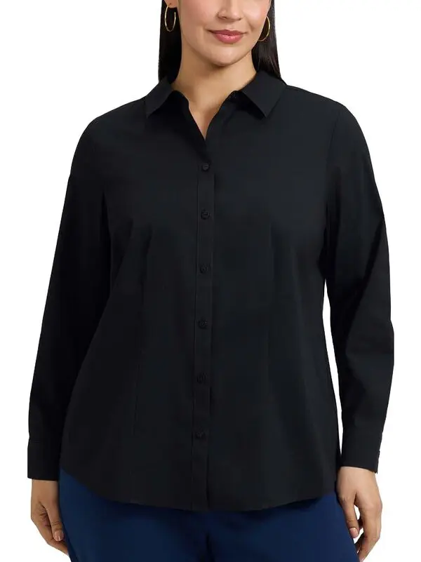 Foxcroft Cotton Blend Button-up Shirt - Black