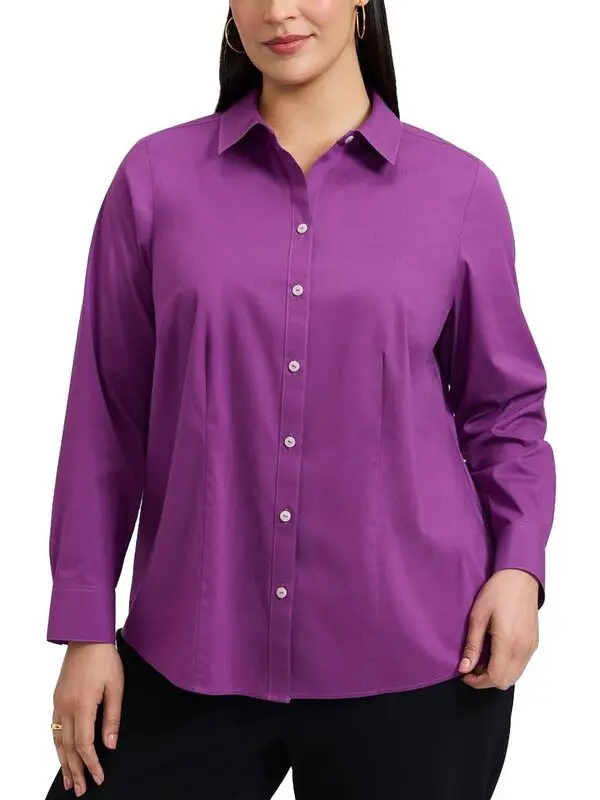 Foxcroft Cotton Blend Button-up Shirt - Fig