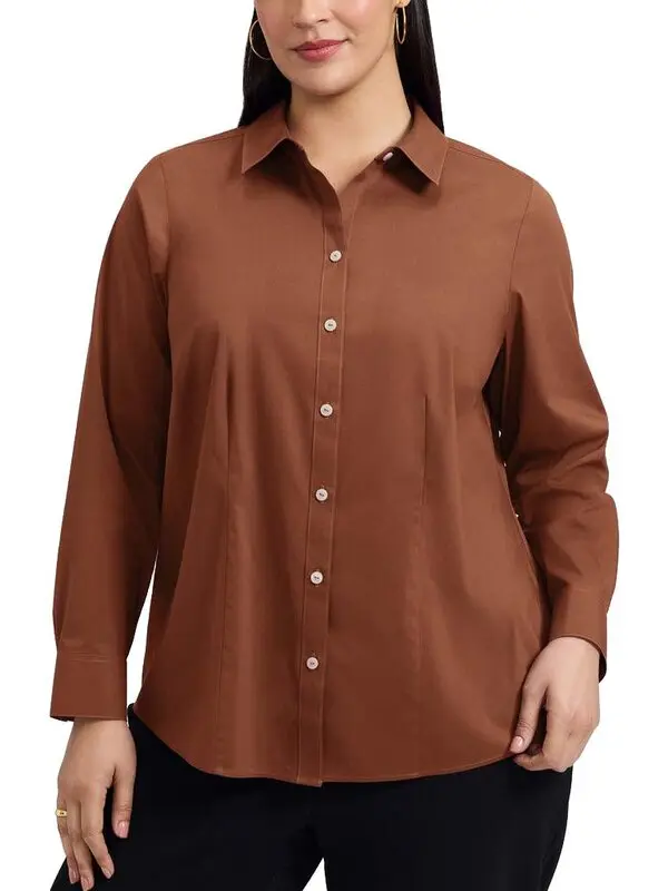 Foxcroft Cotton Blend Button-up Shirt - Macchiato