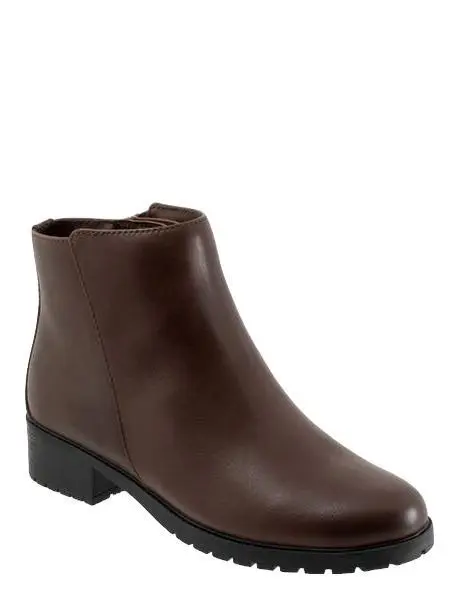 Trotters Leather Ankle Booties - Dark Brown