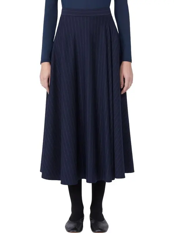 MM BY MAX MARA Pelota Stripe Jersey Midi Skirt - Midnight Blue