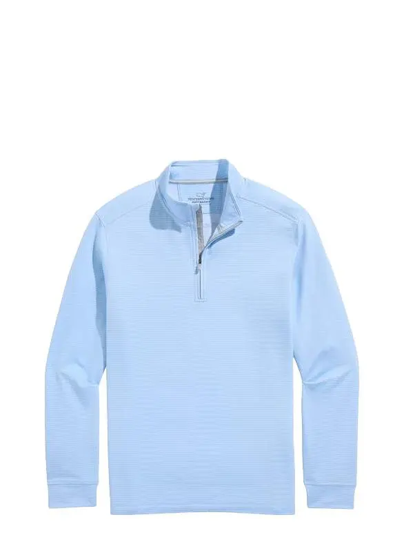 Vineyard Vines Performance Club Quarter-zip Pullover - Stripe - Jake Blue