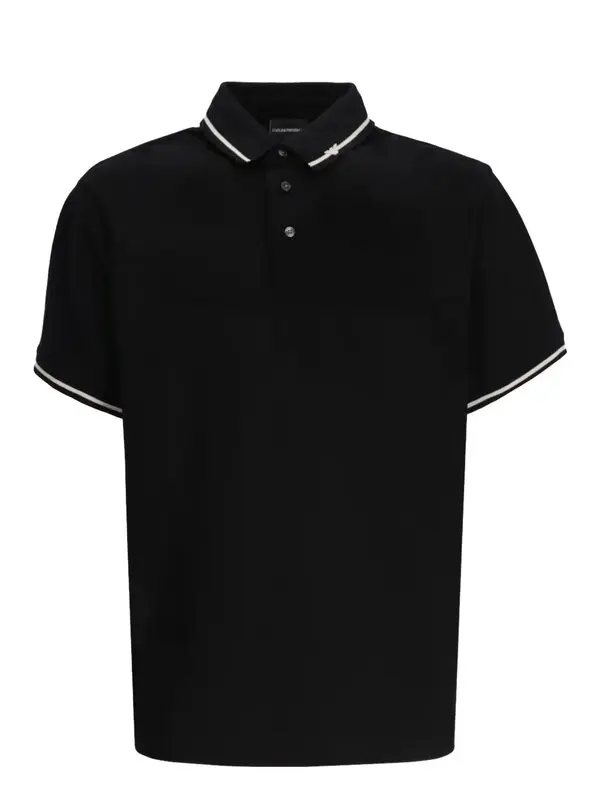 Emporio Armani Tipped-collar Cotton Polo Shirt - Black