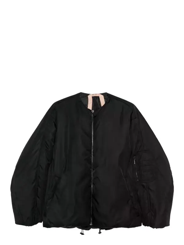 N°21 Balloon-shape Zip-front Bomber Jacket - Black