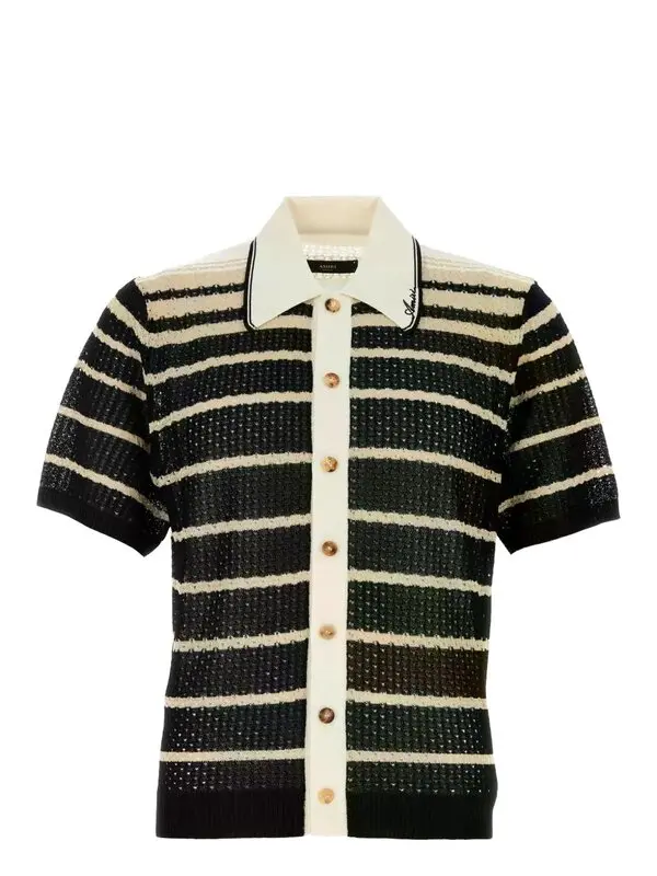Amiri Striped Crochet Shirt - Black