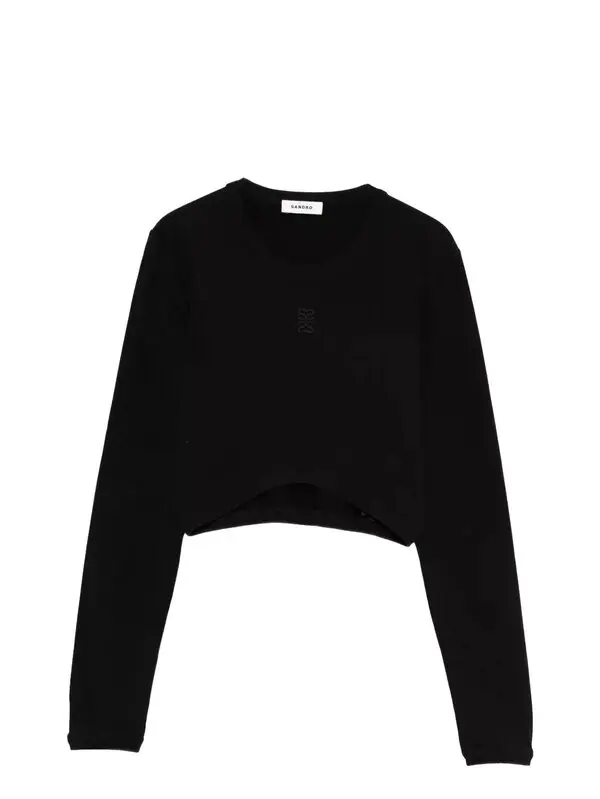 Sandro Cropped Long-sleeve Top - Black