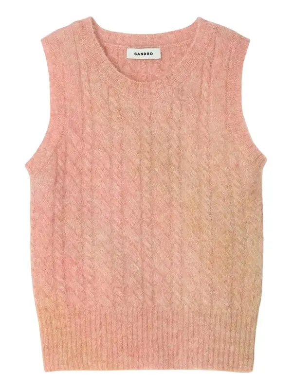 Sandro Cable-knit Sleeveless Vest - Pink
