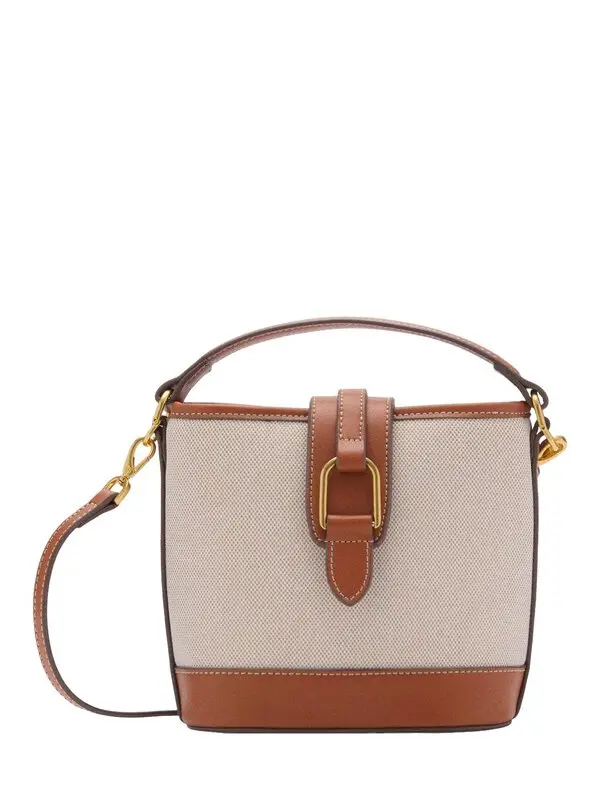 Mango Canvas And Faux Bucket Bag - Leather