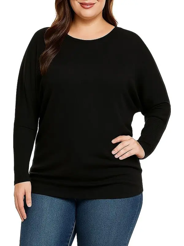 STANDARDS & PRACTICES Batwing Long Sleeve Tunic Top - Black