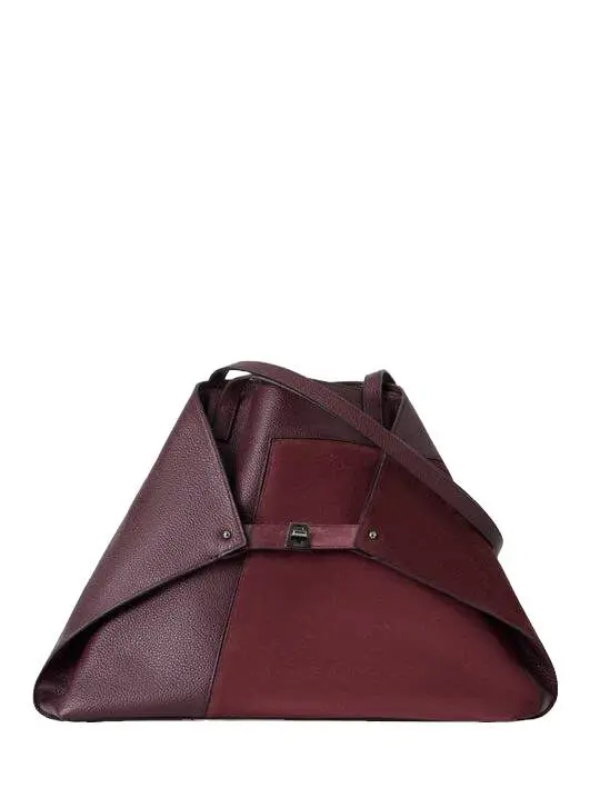 Akris Ai Leather & Suede Convertible Shoulder Tote - Burgundy