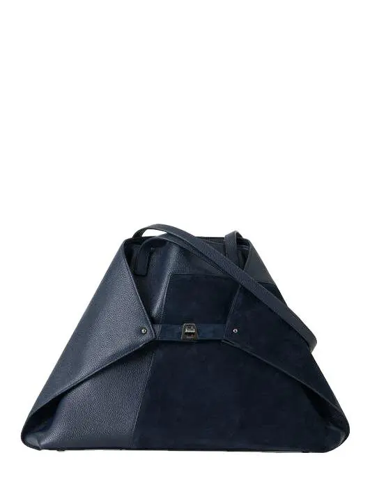 Akris Ai Leather & Suede Convertible Shoulder Tote - Denim
