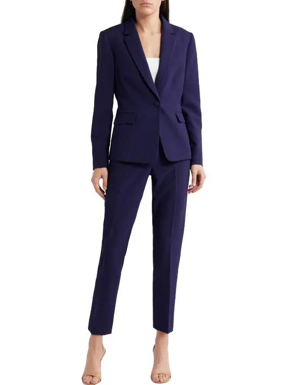 TAHARI ASL One-button Crepe Jacket & Pants Set - Midnight Navy