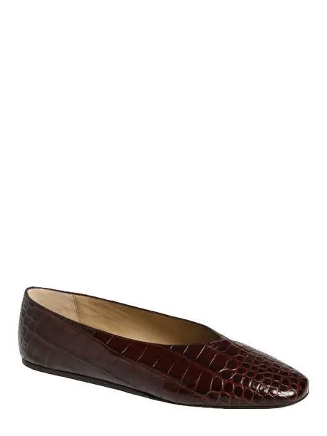 Le Monde Beryl Regency Croc Embossed Flat - Coco Brown
