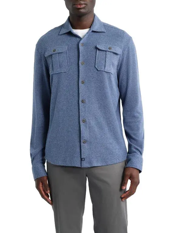 Johnnie-o Carl Brushed Knit Button-up Shirt - Laguna Blue