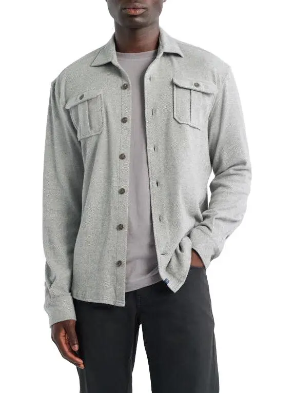 Johnnie-o Carl Brushed Knit Button-up Shirt - Light Gray