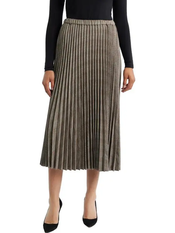 Anne Klein Pleated Pull-on Skirt - Soft Birch Multi