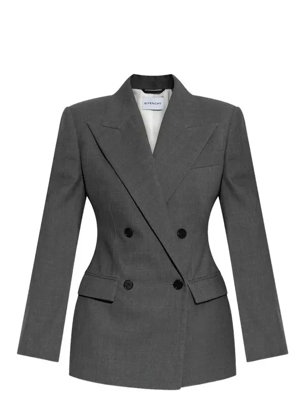 Givenchy Double-breasted Wool Structured Jacket - Grey