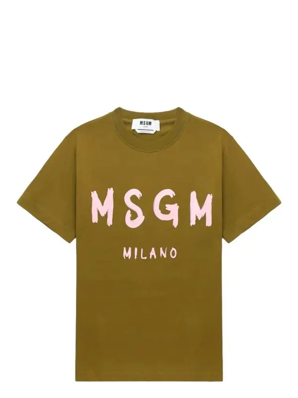 MSGM Logo Print T-shirt - Green