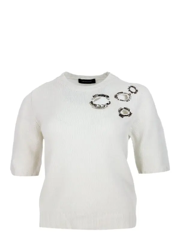 Fabiana Filippi Crew Neck Embellished Sweater - White