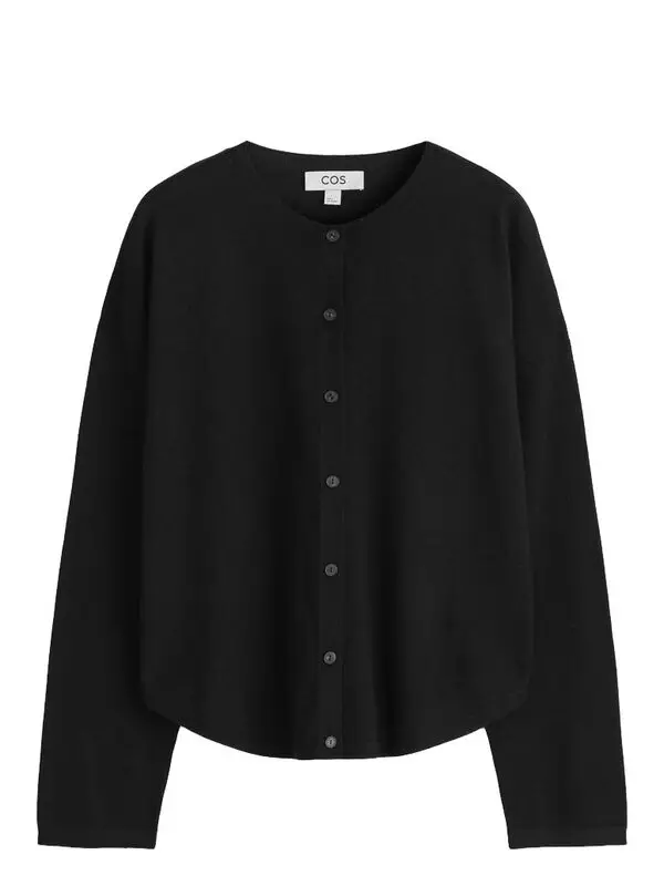 Cos Circle-cut Merino Wool Cardigan - Black