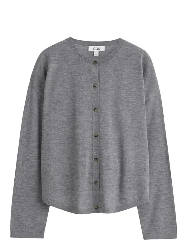 Cos Circle-cut Merino Wool Cardigan - Gray