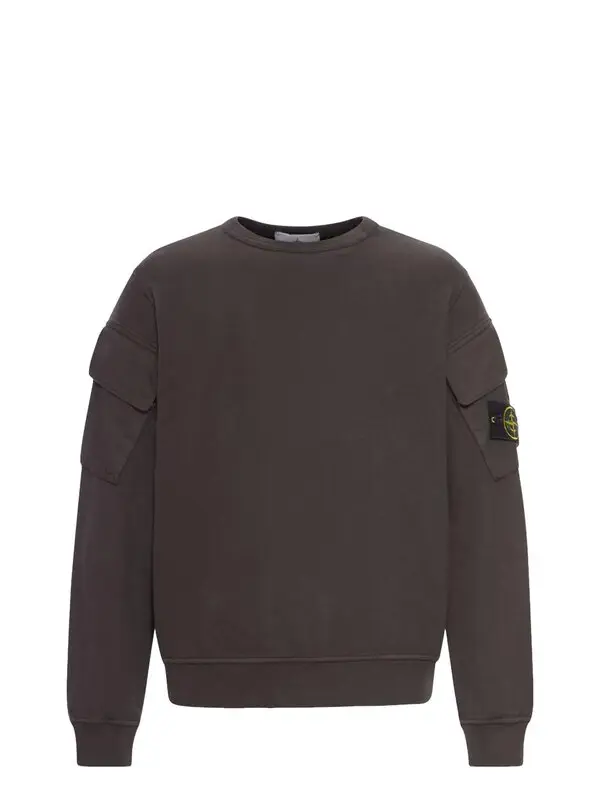 Stone Island Logo Cotton Crewneck Sweatshirt - Grey