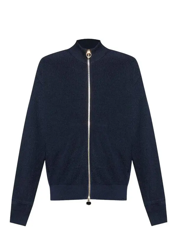 Paul & Shark Ribbed Zip-up High-neck Cardigan - Blue