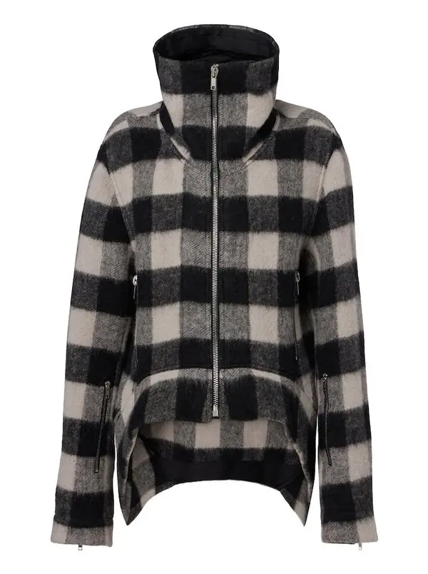 Rick Owens Exploder Checked Virgin Wool Jacket - Black