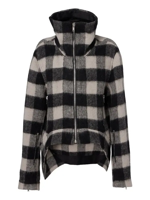 Rick Owens Exploder Checked Virgin Wool Jacket - Black