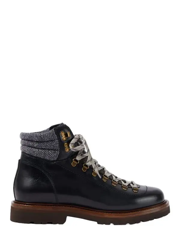 Brunello Cucinelli Leather Lace-up Boots - Black