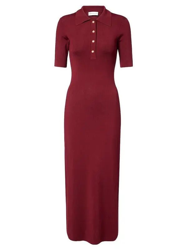 Rebecca Vallance Knitted Polo Dress - Burgundy