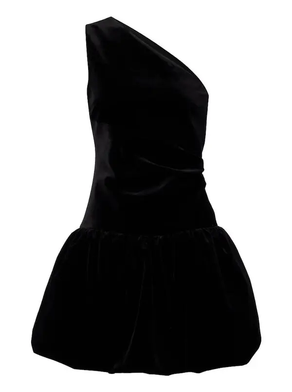 Patou One-shoulder Cotton Minidress - Black