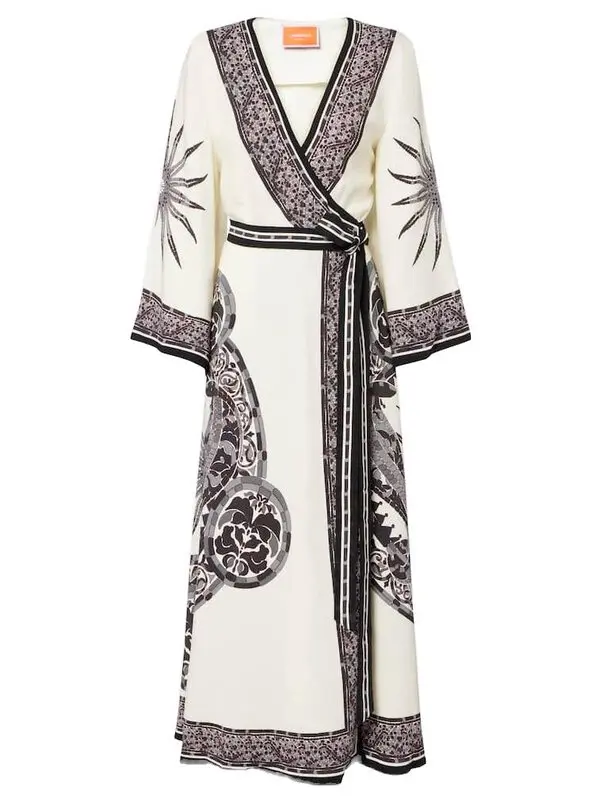 La DoubleJ Printed Wrap Dress - White