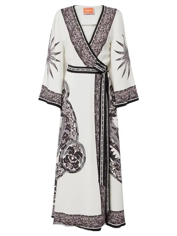 La DoubleJ Printed Wrap Dress - White